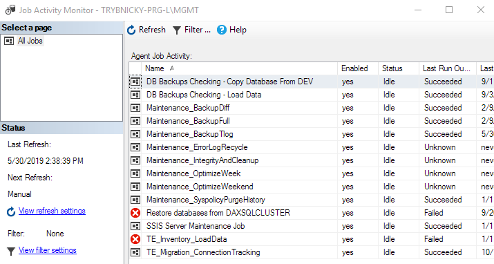 SQL Server - Jobs overview | Scripting library @ Wetory